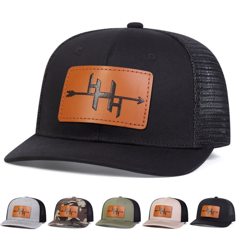Arrowhead Gun Pattern Leather Label Patch Trucker Hat – FloralTrip