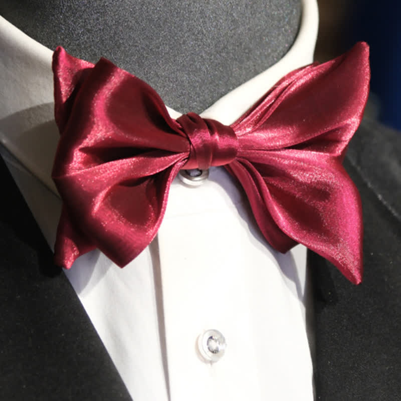 Men's Wine Red Shiny Fish Tail Shape Bow Tie – FloralTrip