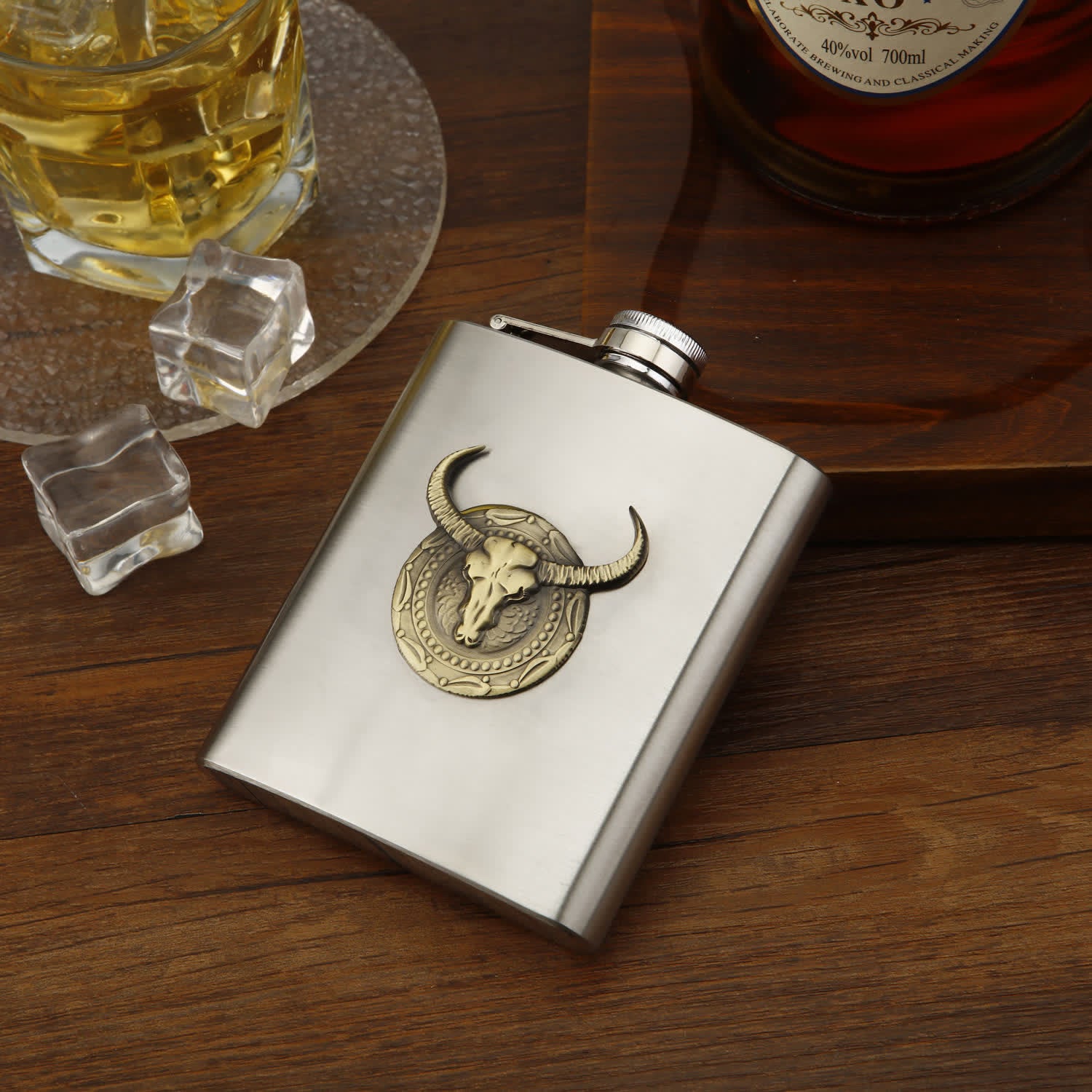 Simple Chic Bull Head Portable Flask with Small Funnel – FloralTrip