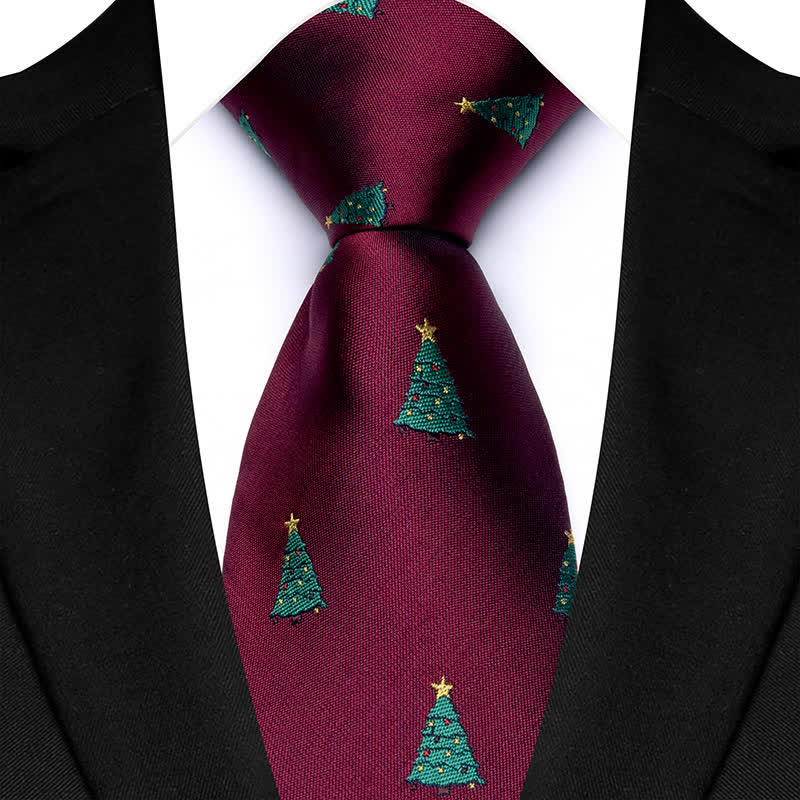 Men's Green Christmas Trees Festive Design Necktie – FloralTrip