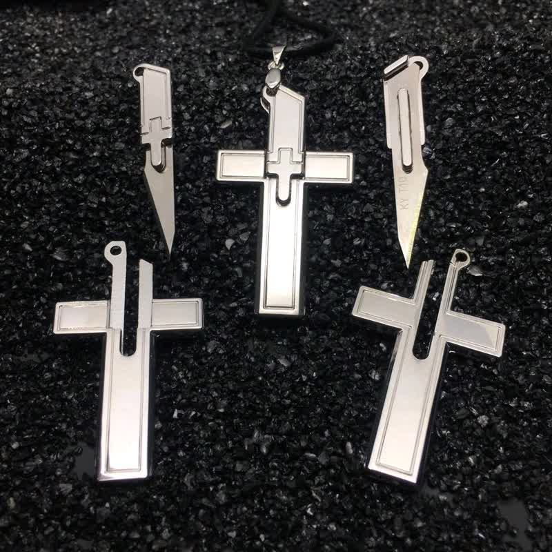Multifunction Mini Cross Pendant Hidden Knife Necklace – FloralTrip