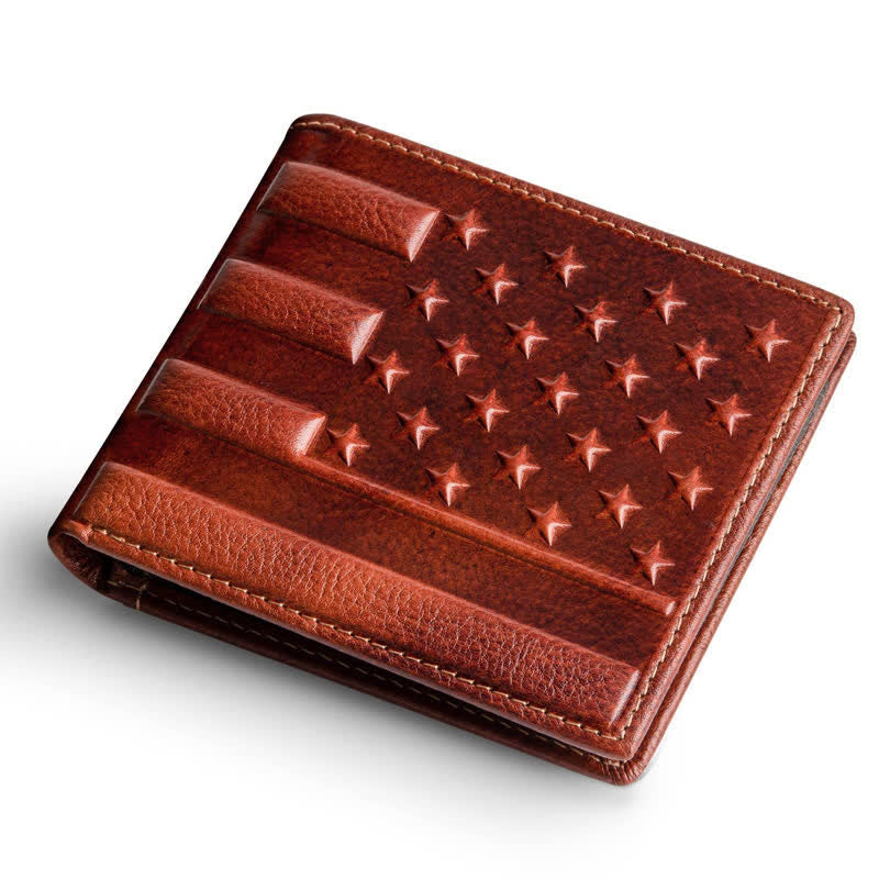 Patriotic American Flag Embossed Leather Wallet – FloralTrip
