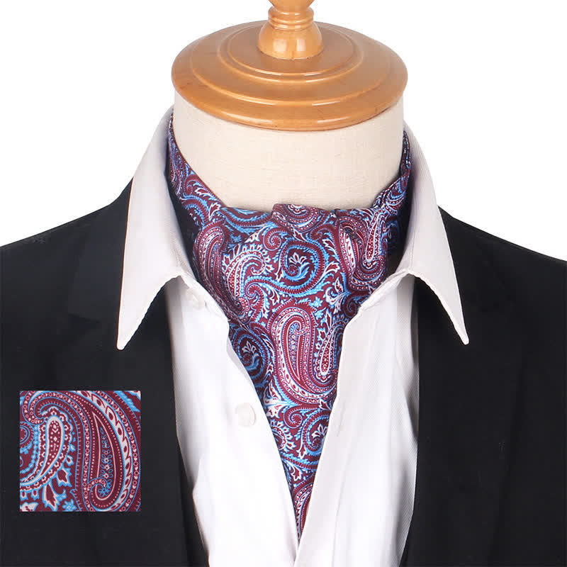 Luxurious Royal Paisley Printed Purple Black Ascot Cravat – FloralTrip