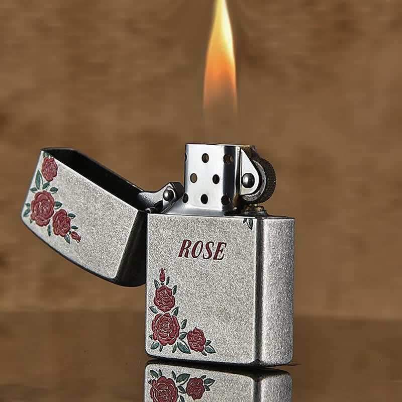 Red Rose Flower Artwork Refillable Kerosene Lighter – FloralTrip