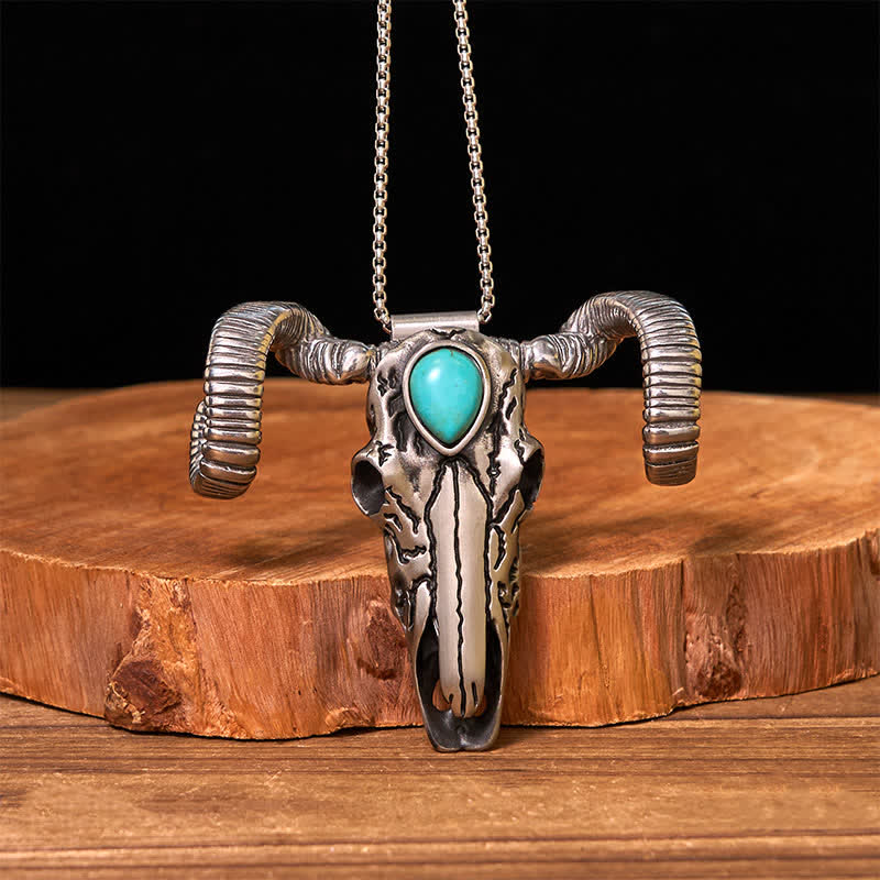Turquoise Skull Sheep D2 Stainless Steel Knife Pendant Belt Buckle ...