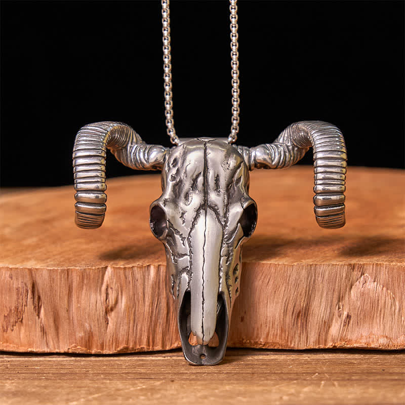 Silver Skull Sheep D2 Stainless Steel Knife Pendant Belt Buckle ...