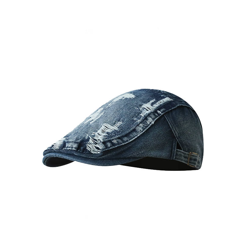 Ripped Washed Denim Newsboy Flat Cap Beret Cap – FloralTrip