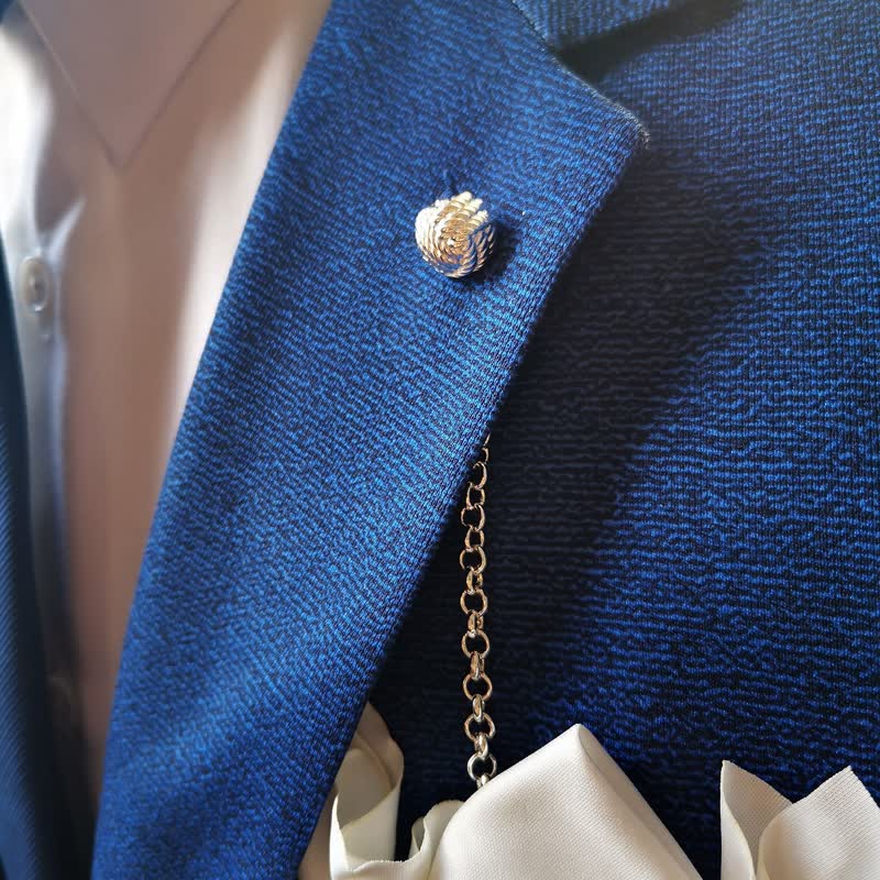 Men's Sailor Knot Lapel Chain Collar Brooch with Hanging Chain – FloralTrip