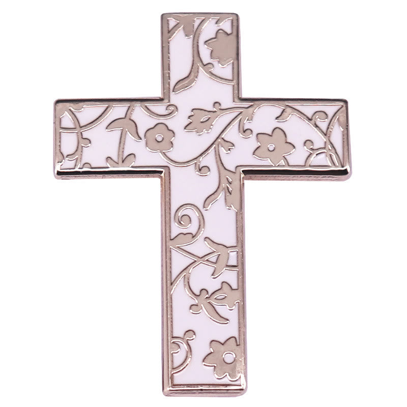 Floral Cross Enamel Pin Brooch – FloralTrip