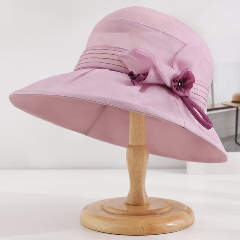 Women's Wide Decorative Flower Real Silk Summer Dress Hat – FloralTrip