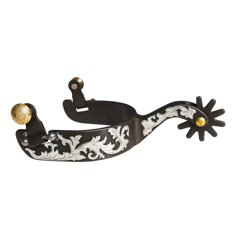 White Copper Carving Cowboy Spurs With Brass Buckle – FloralTrip