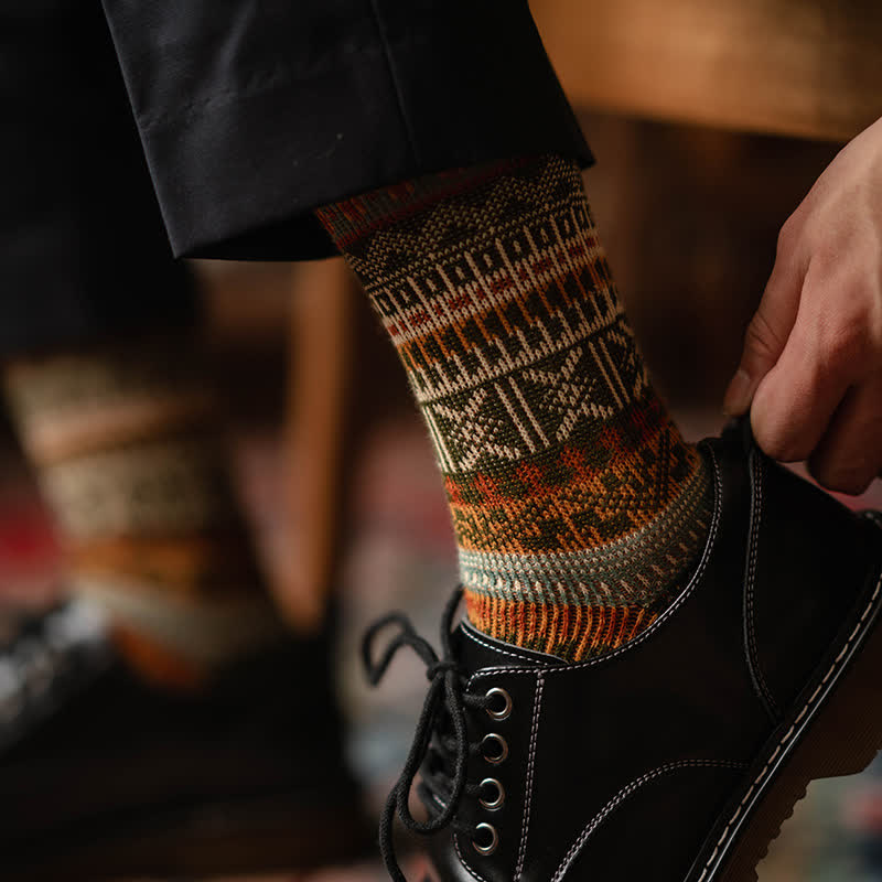 Men's Bold Colorful Knit Pattern Cotton Socks – FloralTrip