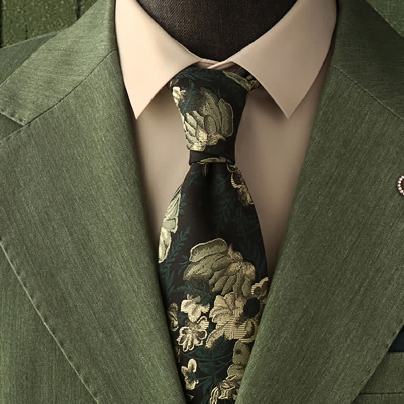 Men's Pine Forest Green Floral Necktie Pocket Square – FloralTrip