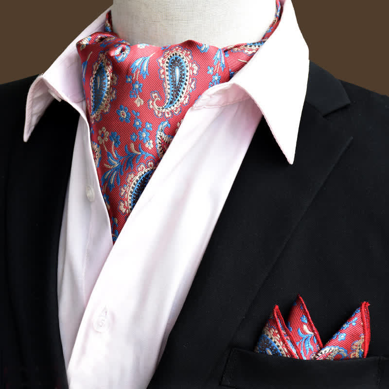 2Pcs Hot Pink & Blue Paisley Pocket Square and Cravat Set – FloralTrip