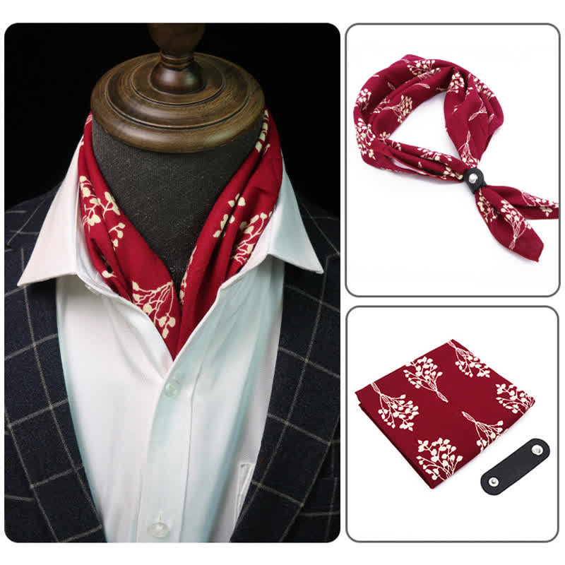 Red & White Bouquet Square Scarf with Scarf Buckle – FloralTrip