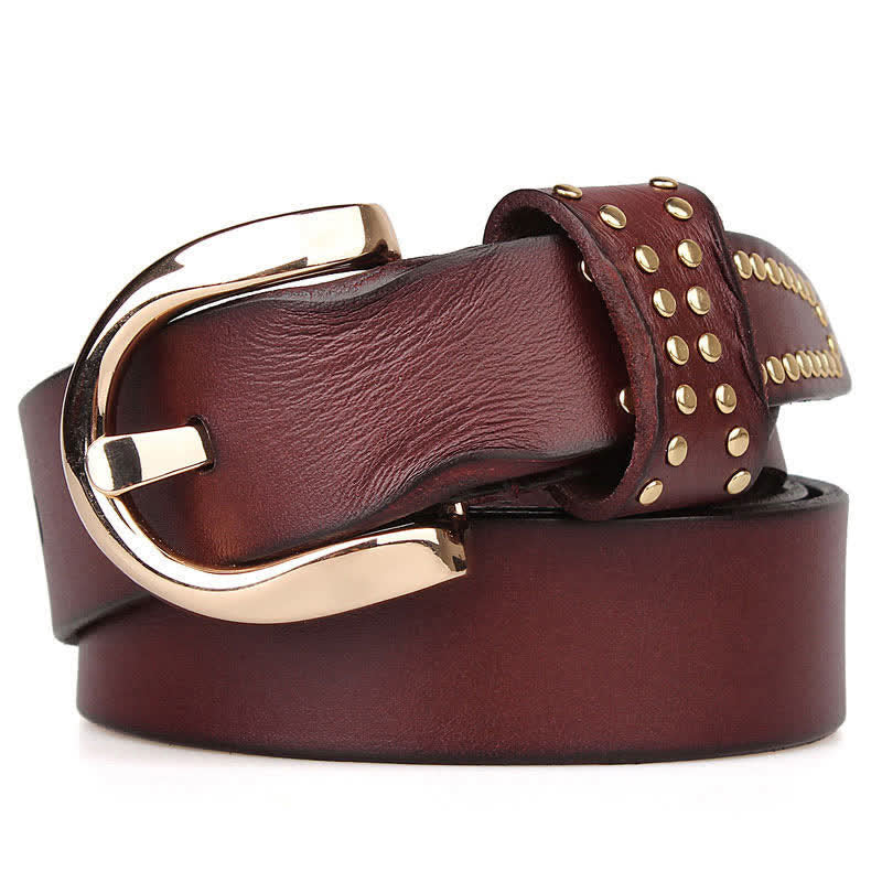 Metal Studded Rock Heavy Duty Rivets Leather Belt – FloralTrip