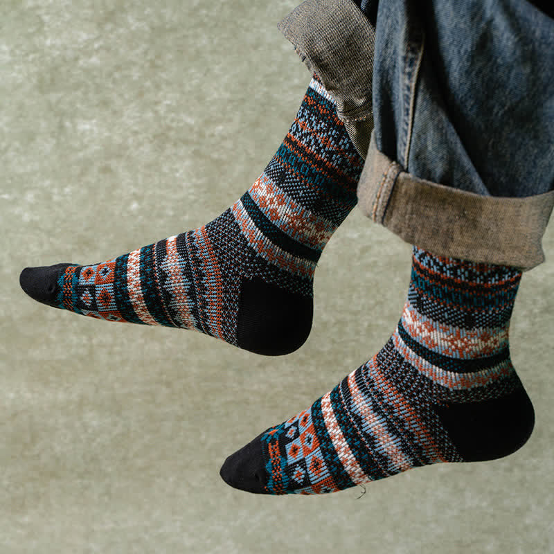 Ethnic Striped Print Cotton Crew Socks – FloralTrip