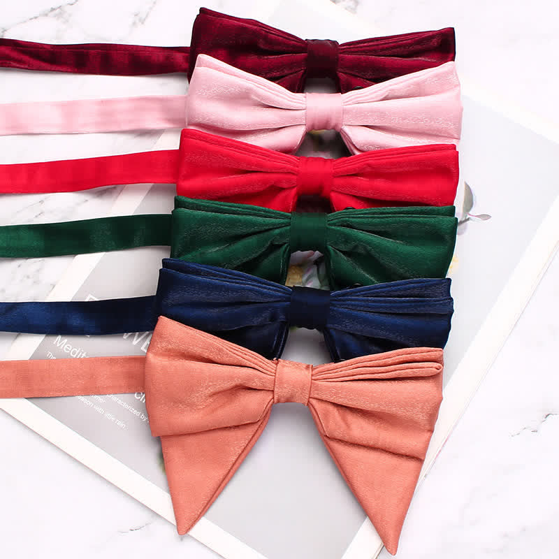Men's Gloss Fabric Double Layered Oversized Pointed Bow Tie – FloralTrip