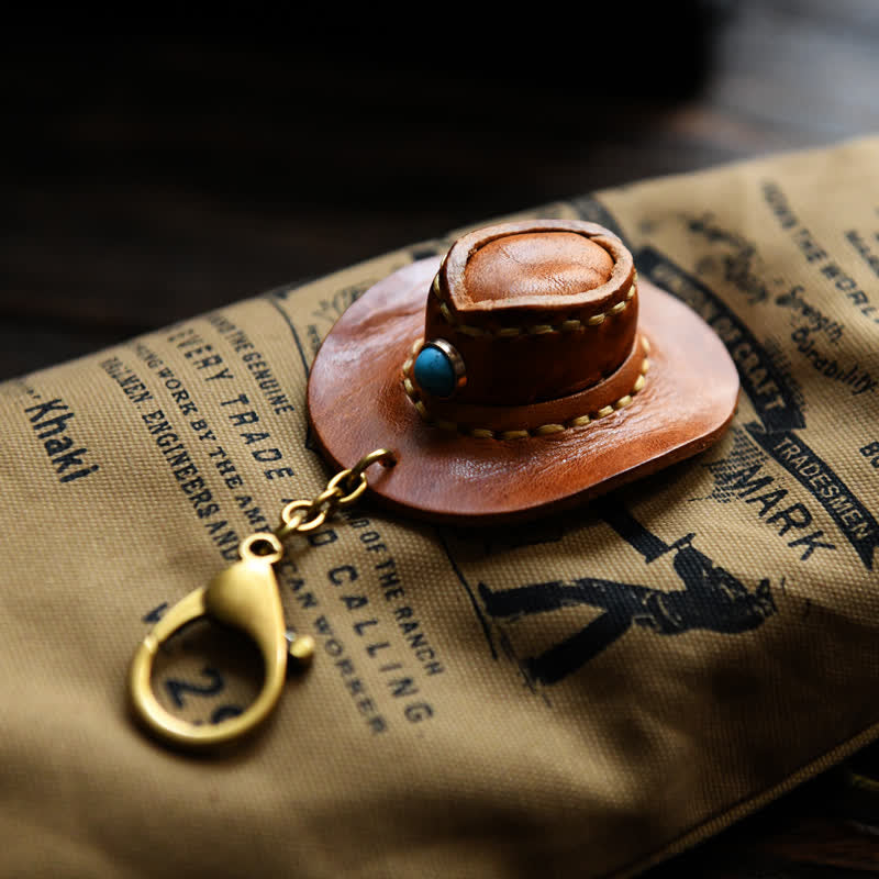 MIni Cowboy Leather Hat Handmade Keychain – FloralTrip