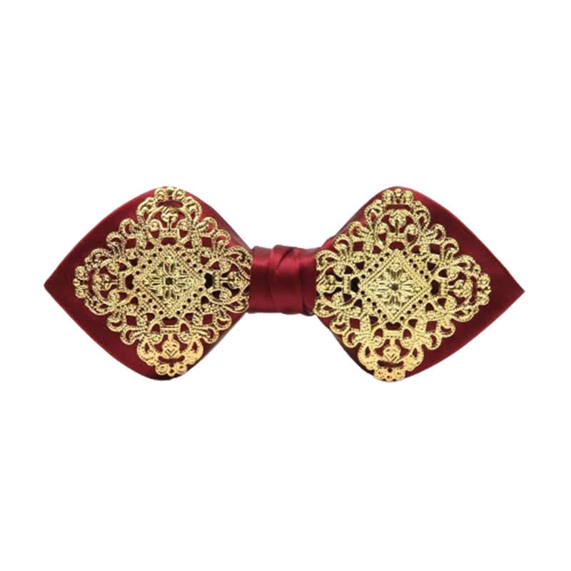 Men's Palace Pattern Gold Metal Pointed Bow Tie – FloralTrip