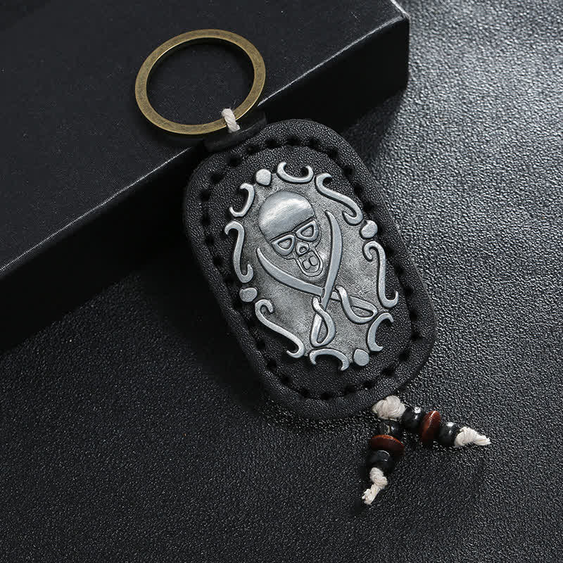 Double Swords Skull Pendant Leather Keychain – FloralTrip