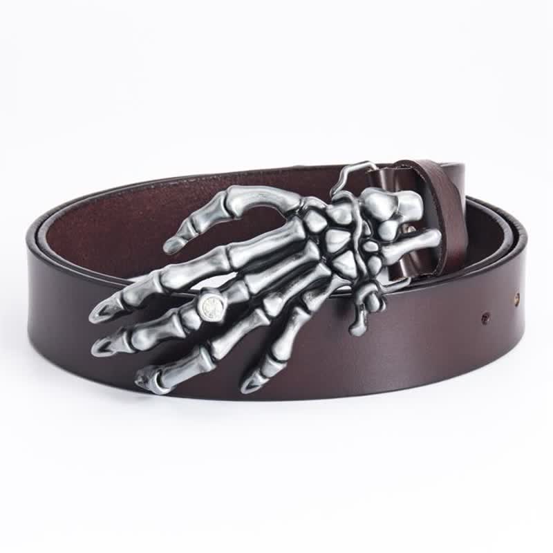 Men's Rock Punk Skeleton Hand Leather Belt – FloralTrip