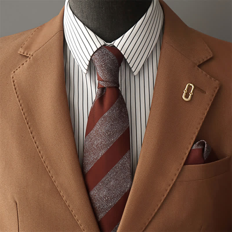 Men's Brown & Gray Block Striped Necktie – FloralTrip