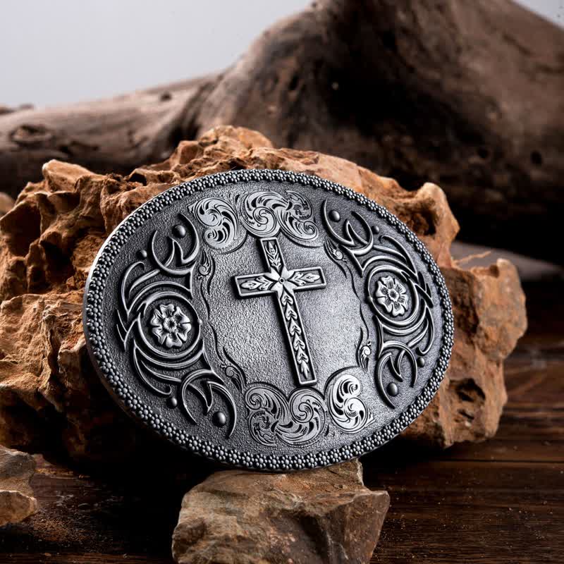 Men's DIY Faith Cross Floral Buckle Leather Belt – FloralTrip