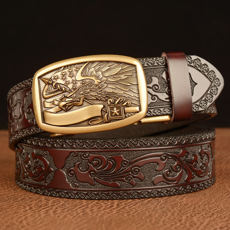 Men's American Flag Hawk Eagle Leather Belt – FloralTrip