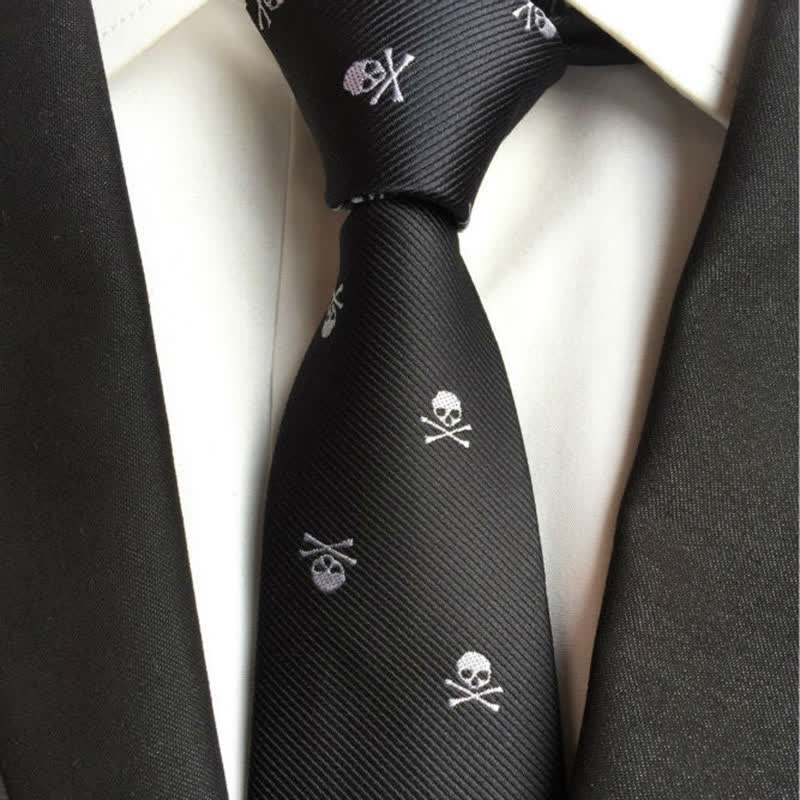 Men's Halloween Skeleton Cross Bones Necktie – FloralTrip