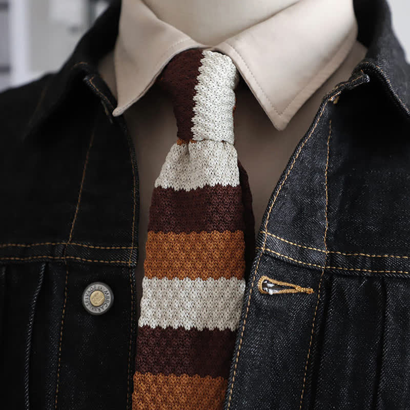 Men's Autumn Horizonal Striped Knitted Necktie – FloralTrip